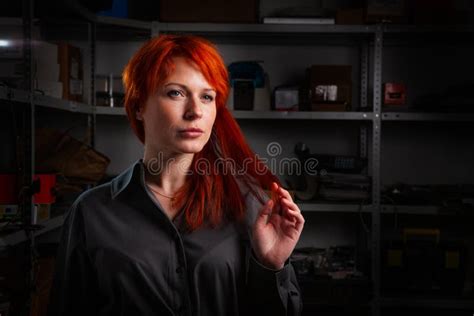 Redhead Women Posing In Uniform Stock Image Image Of Portrait Worker