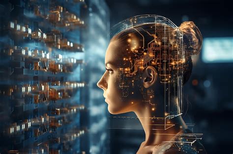 Premium Ai Image The Female Cybernetic Face Of Chips And Neural Connections