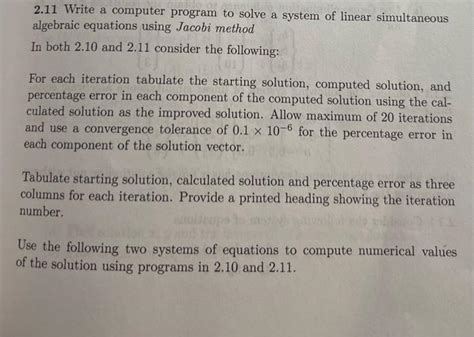 solved 2 11 write a computer program to solve a system of