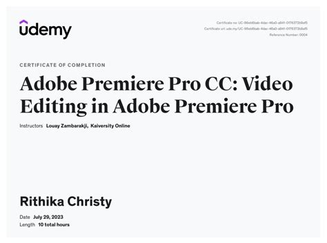 Udemy Course Completion Certificate Rithika Christy