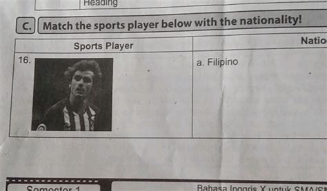 Heading C Match The Sports Player Below With StudyX