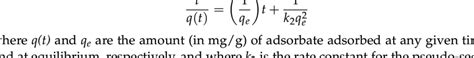 A Summary Of The Pseudo First And Pseudo Second Order Kinetic Modeling