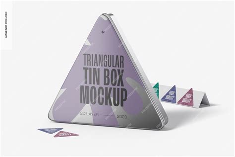 Premium Psd Triangular Tin Box Mockup Side View
