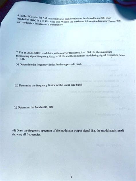 Solved 1khz A Determine The Frequency Limits For The Upper Sideband