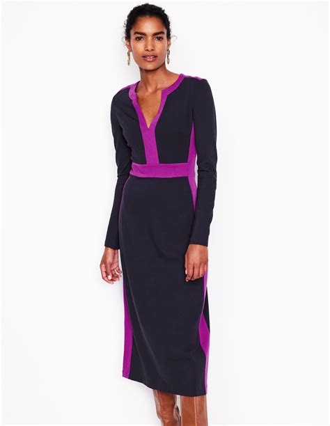 Catherine Ponte Midi Dress Navy Boden Usa