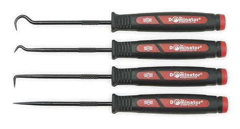 Hook And Pick Set 4 Pc Straight 90 Curved And Complex Hooks Point Type 10 Overall Length