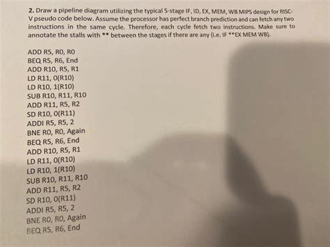 Solved Draw A Pipeline Diagram Utilizing The Typical Chegg