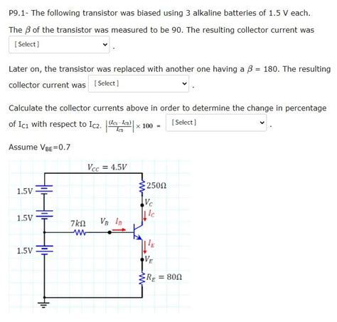 Solved P9 1 The Following Transistor Was Biased Using 3