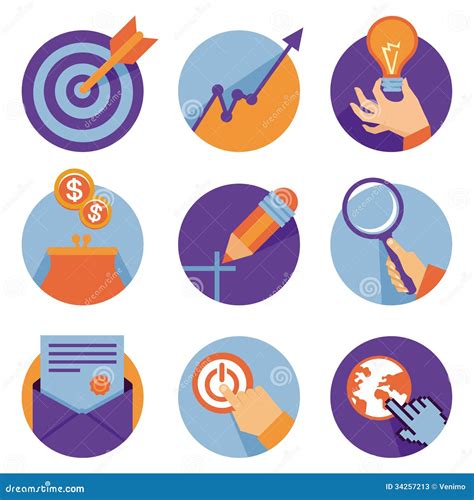 Vector Icons In Flat Retro Style Stock Vector Illustration Of Flat Idea 34257213