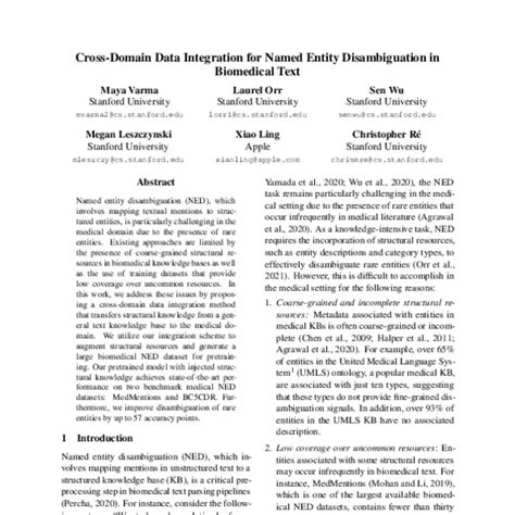 Cross Domain Data Integration For Named Entity Disambiguation In