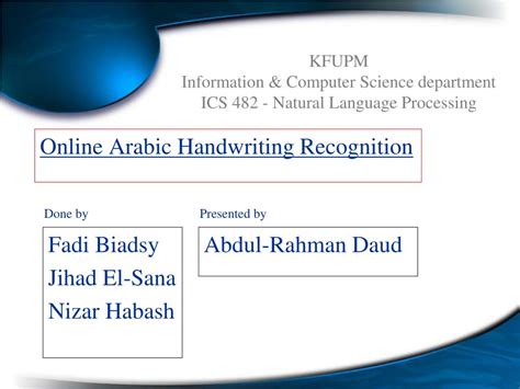 Ppt Online Arabic Handwriting Recognition Powerpoint Presentation Free Download Id 6656557