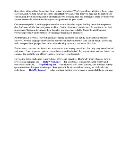 Example Of Thesis Survey Questions Pdf Survey Methodology Questionnaire