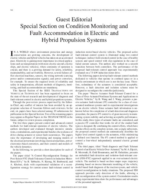 Pdf Special Section On Condition Monitoring And Fault Accommodation In Electric And Hybrid