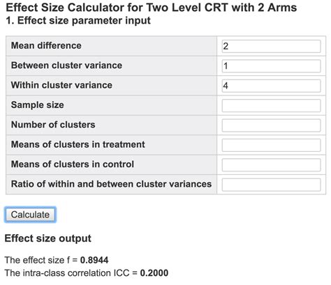 31 Effect Size And Icc Calculation For Crt With 2 Arms Download