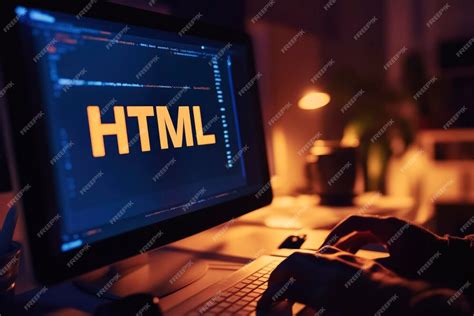 Hands Typing Html Code On A Computer At Night Premium Ai Generated Image