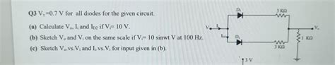 solved q3 vγ 0 7 v for all diodes for the given circuit a