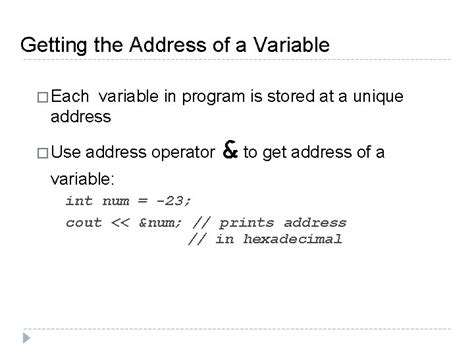 Pointers Getting The Address Of A Variable Each