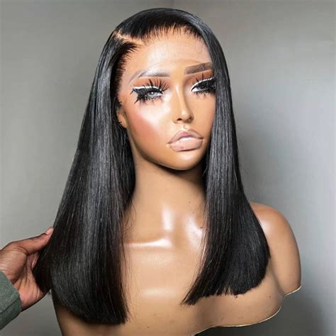 14 Inches 180 4x4 Lace Closure Straight Bob Wig Human Hair Wigs Brazi