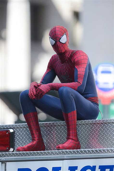 Actor Andrew Garfield At The The Amazing Spiderman 2 Movie Set In