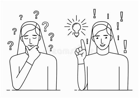 Problem Solving Concept A Man Thinks About A Problem And Finds A Solution Stock Vector