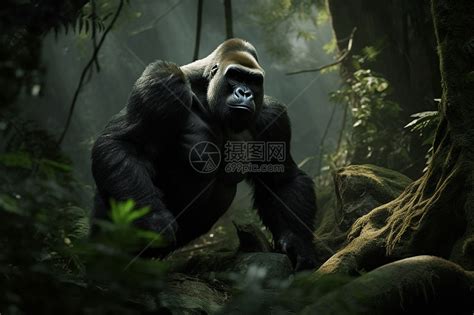 一只雄伟的大猩猩插画图片下载 正版图片600108948 摄图网