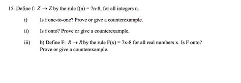 Solved Define F Z Z By The Rule F N N For All Chegg