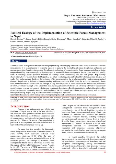 Pdf Political Ecology Of The Implementation Of Scientific Forest