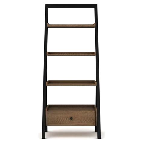 Wilber Industrial Style Rough Sawn Oak Ladder Display Unit 180cm Tall Bookshlef With 1 Bottom