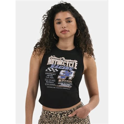 No Boundaries Cropped Graphic Cotton Tank Top Womens