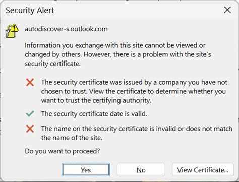 What Should I Do With The Outlook Pop Up Security Alert Saying