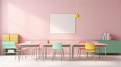 Premium Ai Image Modern Learning Lightcolored 3d Rendered Minimal Classroom