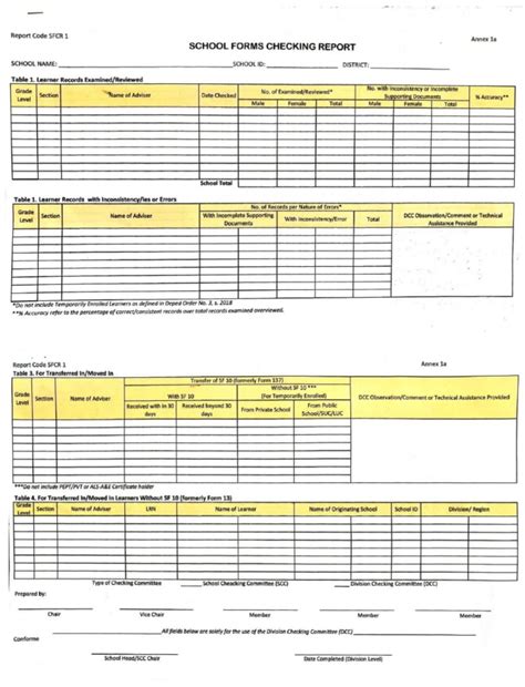 School Form Checking Report Pdf