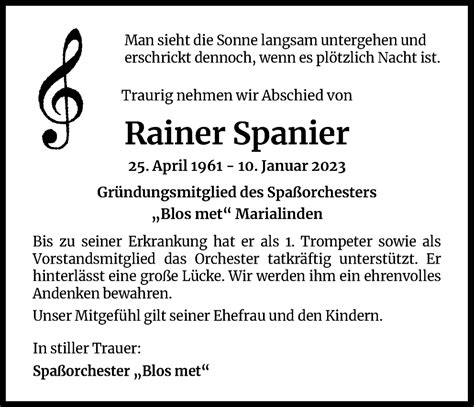 Traueranzeigen Von Rainer Spanier Wirtrauern