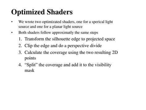 Ppt Real Time Soft Shadow Volume Algorithm Optimization Powerpoint
