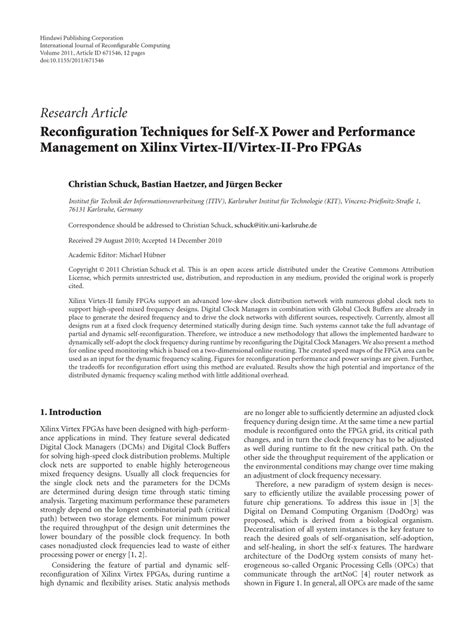 Pdf Reconfiguration Techniques For Self X Power And Performance Management On Xilinx Virtex Ii