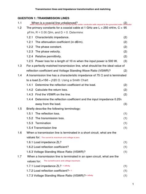 transmission lines and impedence transformation and matching pdf transmission line