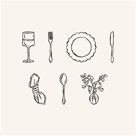 Table Setting Graphics Wedding Menus Dinner Party Menu Design More Fork Knife Spoon