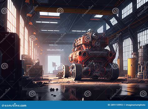 Car Factory Automation Concept Automated Robot Arm Assembly Line Manufacturing Car Factory