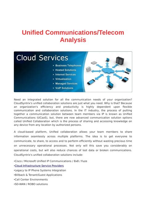 Ppt Unified Communicationstelecom Analysis Cloudsyntrix Powerpoint