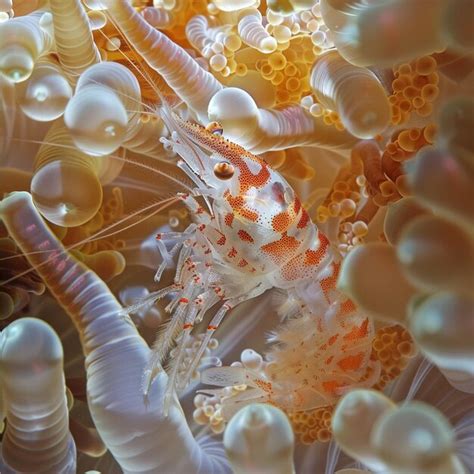 Anemone Shrimp Seeking Refuge In The Tentacles Of Sea Anemones