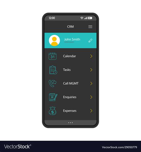 Crm Application Smartphone Interface Template Vector Image