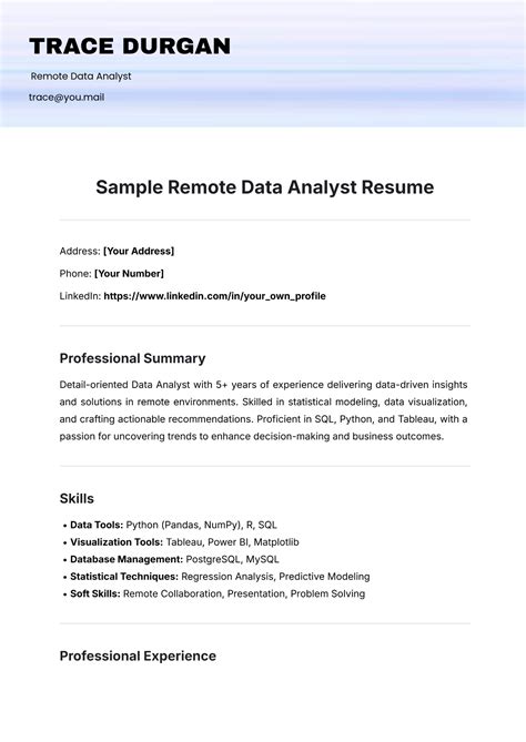 free data analyst fresher resume template to edit online