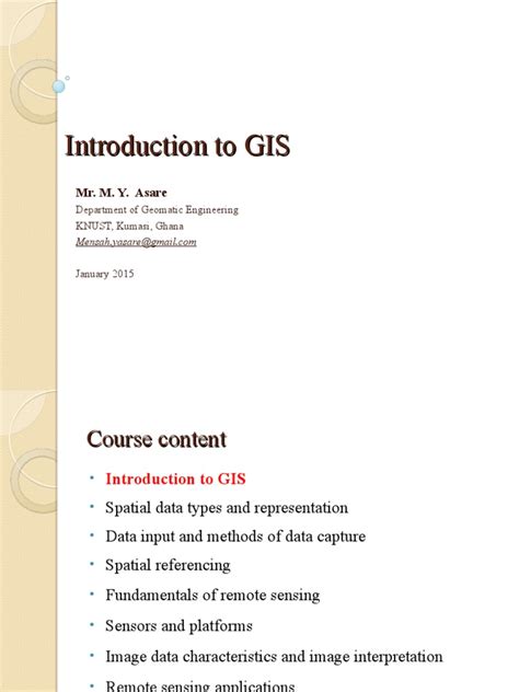 Lecture 1 Introduction To Gis Pdf Geographic Information System Spatial Analysis