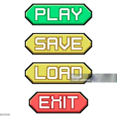 Ilustración De Menu Interface Buttons Pixel Art Set 8 Bit Graphical User Interface Elements Game