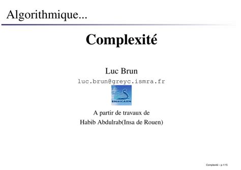 Généralités Sur La Question De Complexité D`algorithme
