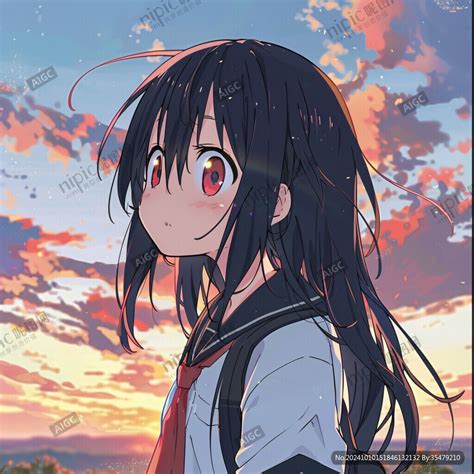 Ai创作图二次元女孩半身头像 二次元天空 少女本子封面 动漫女孩插画 动漫二次元 长发少女圆眼 动漫游戏封面 少女头像定制 动漫人物插画 二次元背景 二次元海报 少女漫画封面 日本动漫风格晚霞