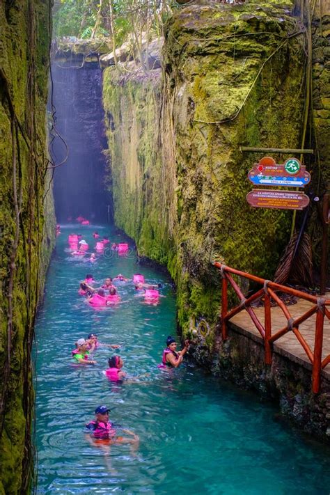 Underground River At Xcaret Park On The Mayan Riviera In Mexico