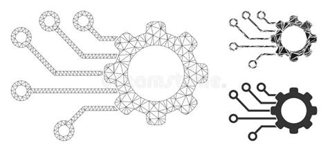 Smart Gear Vector Mesh Network Model And Triangle Mosaic Icon Stock Illustration Illustration