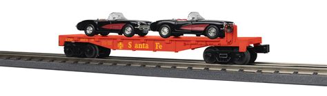 Mth Railking 30 76876 O Gauge Santa Fe Flat Car With 1957 Corvettes