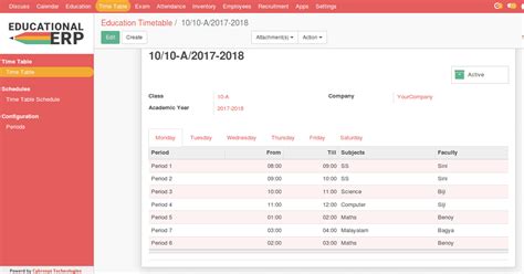 Timetable Management System In Educational Erp